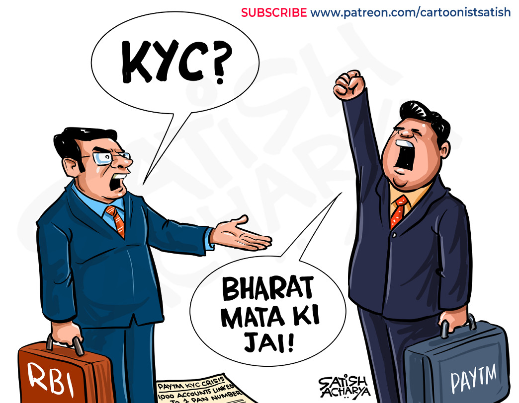 PayTM in KYC trouble! | CartoonistSatish.Com
